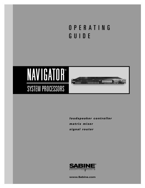 NAVIGATOR - Sabine, Inc.