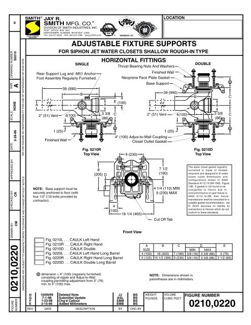 Submittal 0210 Support - Jay R. Smith MFG Co.