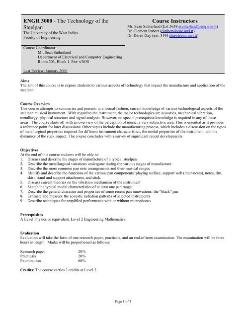 Course Outline - Faculty of Engineering