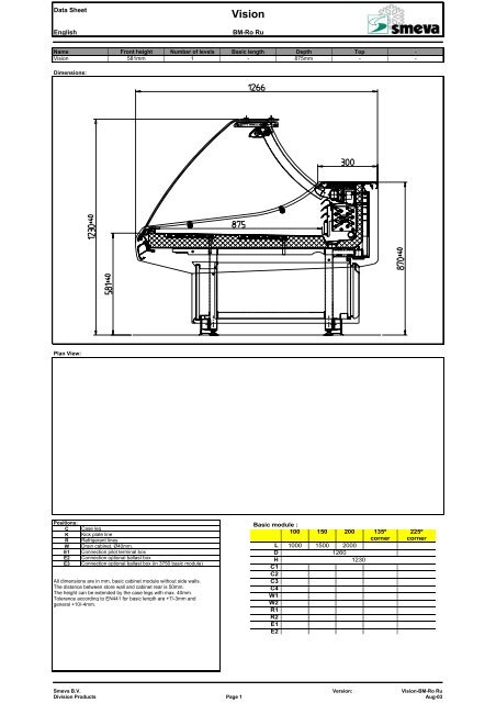 Vision Data Sheet ~ Standard Specification - Phoenix Retail Services