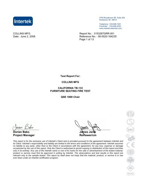 Intertek Report 3153287GRR-001