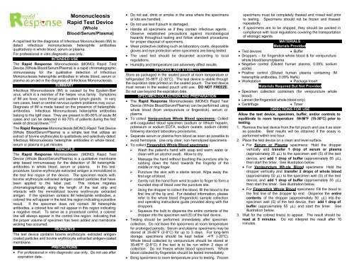 Mononucleosis Rapid Test Device - BTNX Inc