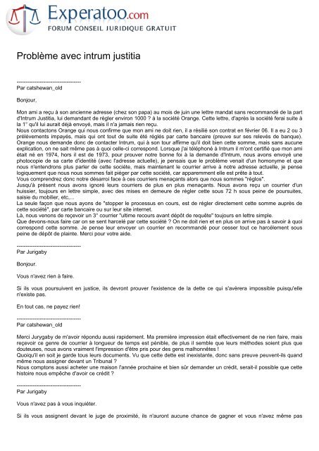 ProblÃ¨me avec intrum justitia - Experatoo