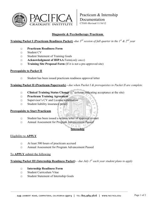 Practicum & Internship Documentation