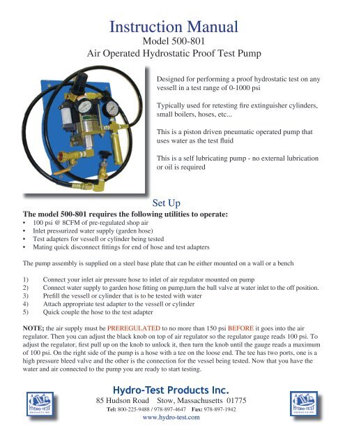 Instruction Manual - Hydro-Test Products, Inc