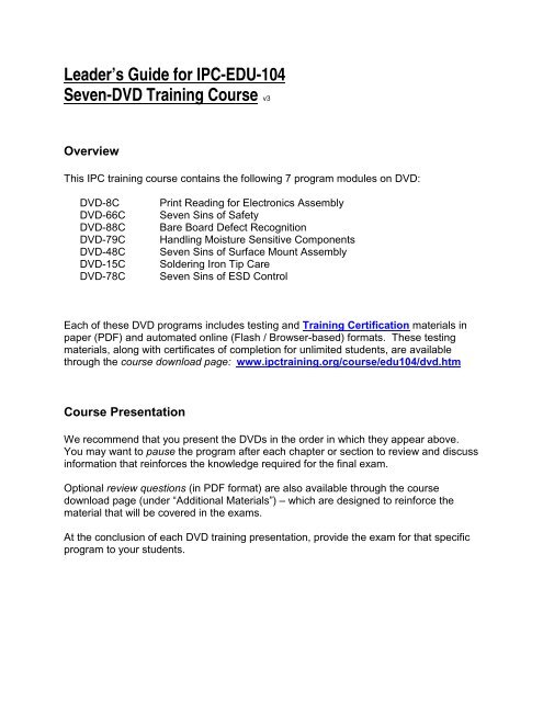 Leader's Guide - IPC Training Home Page