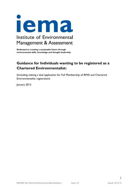 Guidance for Individuals wanting to be registered as a ... - IEMA