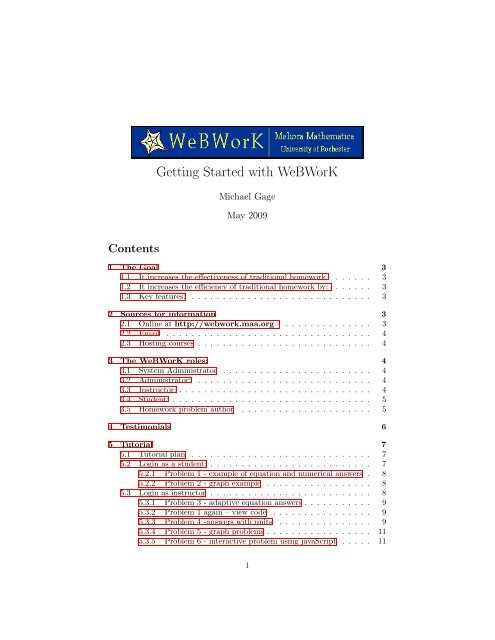 Getting Started with WeBWorK