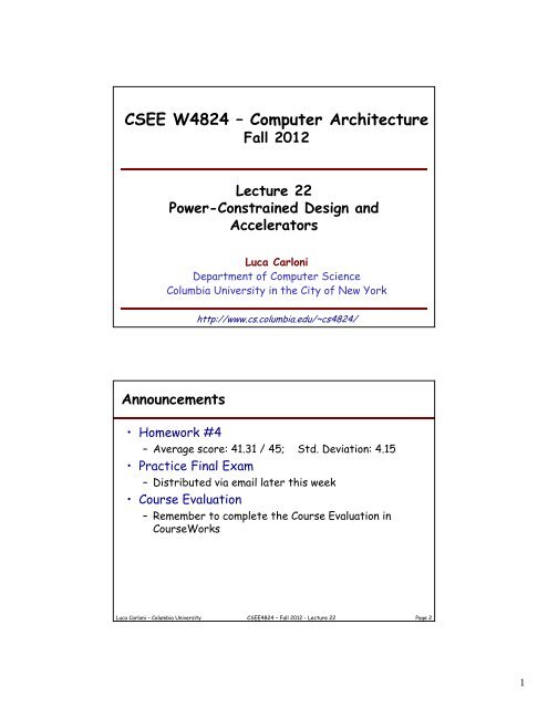 CSEE W4824 â€“ Computer Architecture - Columbia University