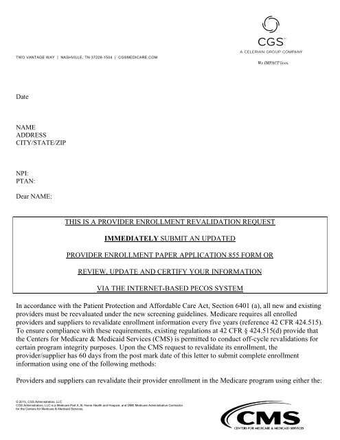 Sample Revalidation Letter - CGS