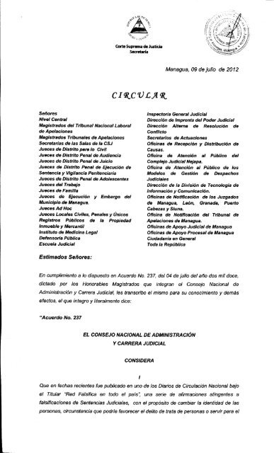Circular sobre proceso de cambio de sellos a las ... - Poder Judicial