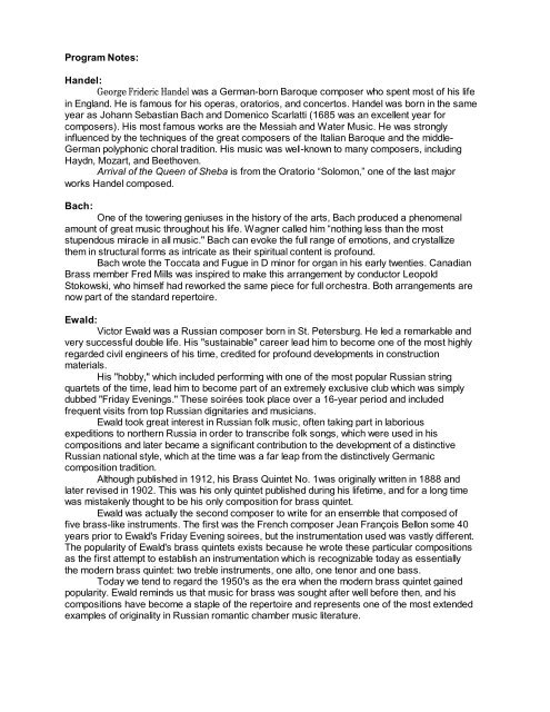 Program Notes - Classical Connections