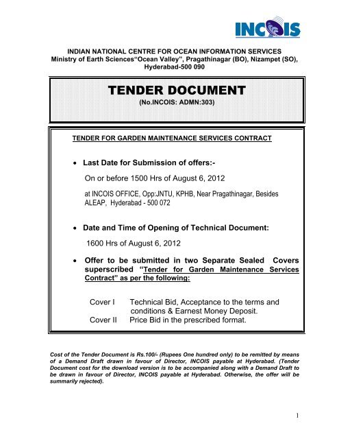 tender document - Indian National Centre for Ocean Information ...