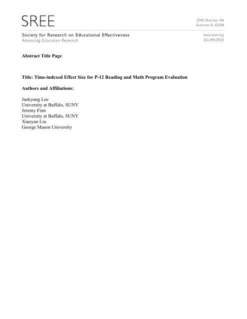 2010 SREE Conference Abstract Template