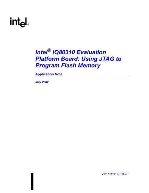 Using JTAG to Program Flash Memory