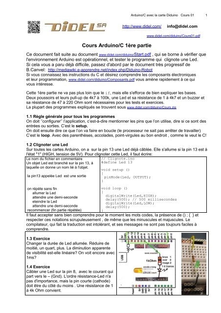 Cours Arduino/C 1Ã¨re partie - Didel.com