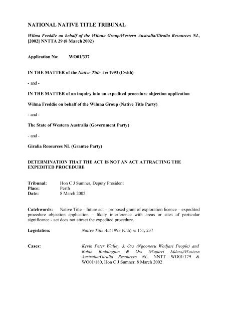 NATIONAL NATIVE TITLE TRIBUNAL