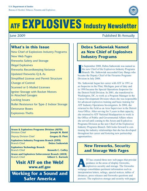 ATF EXPLOSIVES Industry Newsletter - Bureau of Alcohol, Tobacco ...