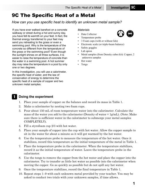 Specific Heat Of Metals Lab