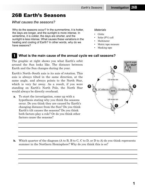 26B Earth's Seasons - CPO Science