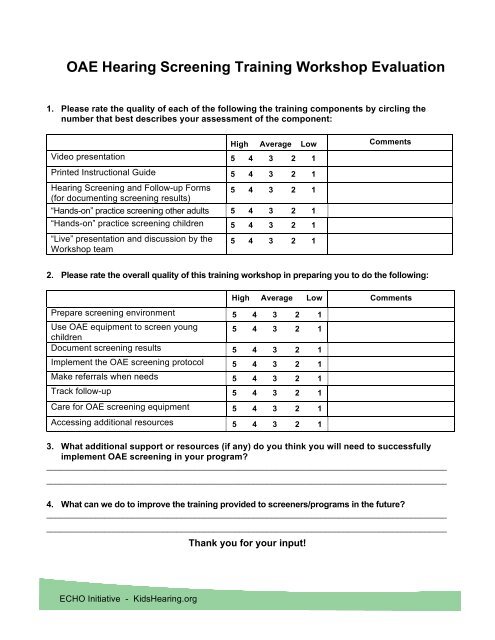 Training Workshop evaluation tools [PDF]