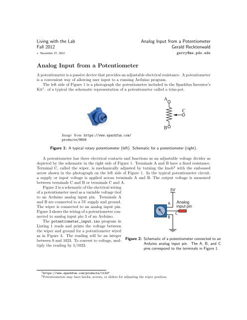 Analog Input from a Potentiometer