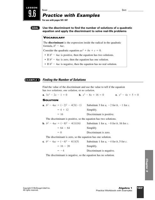 Holt Mcdougal Algebra 1 Worksheet Answer Key Yesterday's Work: Units 7