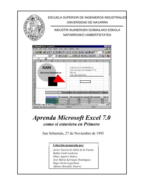 Excel 7.0 - Departamento de Lenguajes y Sistemas InformÃ¡ticos