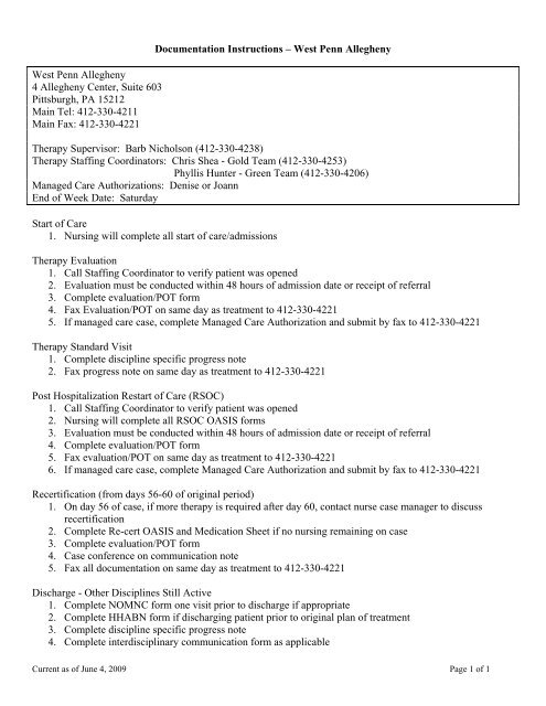 Documentation Instructions - TriPoint Healthcare