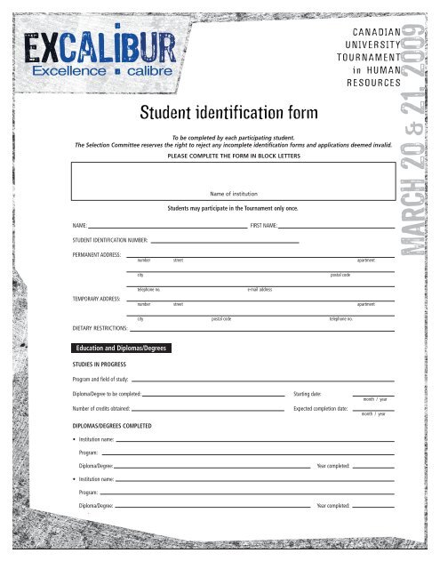 Student identification form