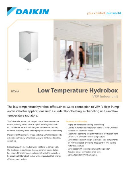 Low Temperature Hydrobox VRV Indoor unit - Daikin
