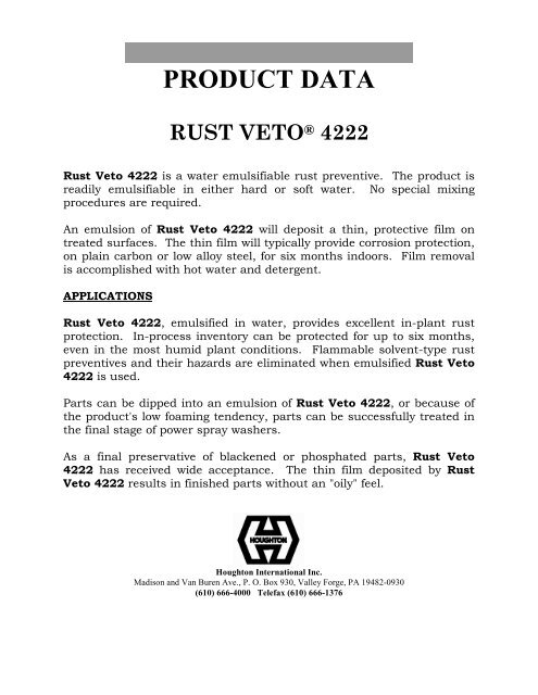 RUST VETOÂ® 4222 - Quality Tools & Services, Inc.