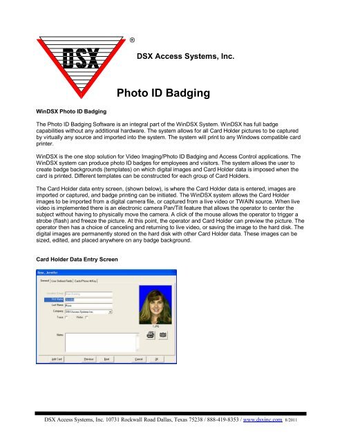 Photo ID Badging - DSX Access Systems, Inc.