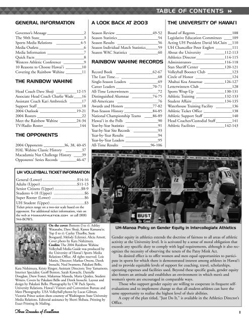 04 wvb media guide.qxp - Hawaii Athletics