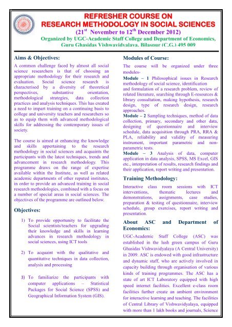 refresher course on research methodology in social sciences