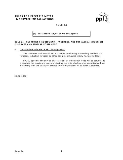 RULES FOR ELECTRIC METER