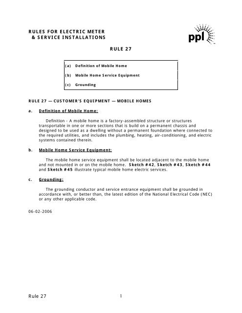RULES FOR ELECTRIC METER