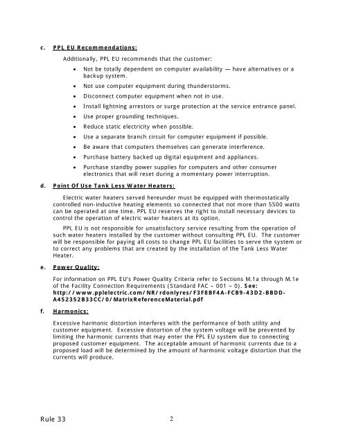 RULES FOR ELECTRIC METER