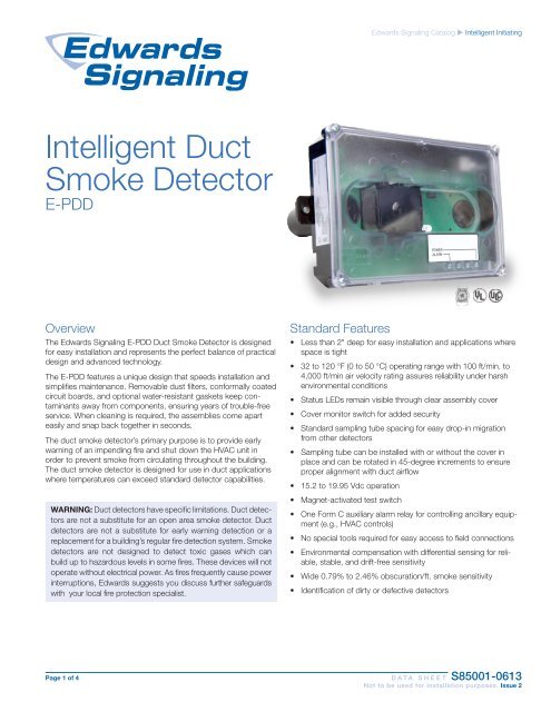 Intelligent Duct Smoke Detector - Edwards Signaling