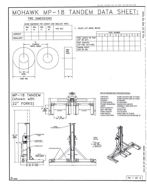 PDF lift data sheet - Mohawk Lifts