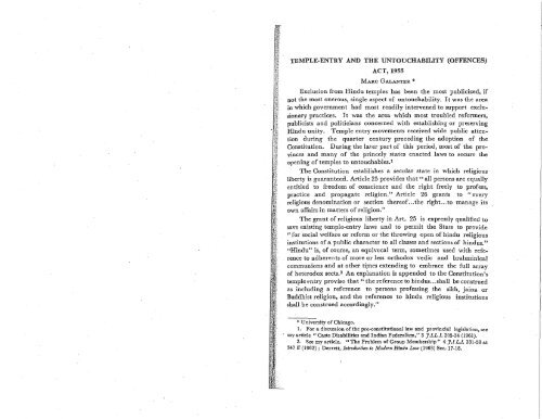 temple-entry and the untouchability (offences) act ... - Marc Galanter