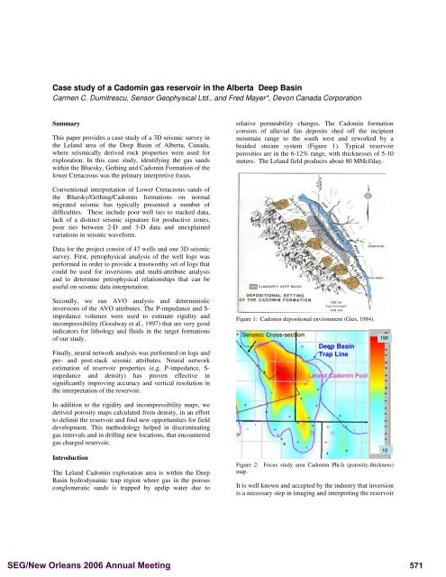 Case study of a Cadomin gas reservoir in the Alberta Deep Basin