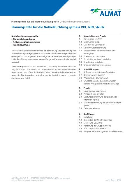 Planungshilfe fÃ¼r die Notbeleuchtung nach L+ - ALMAT AG