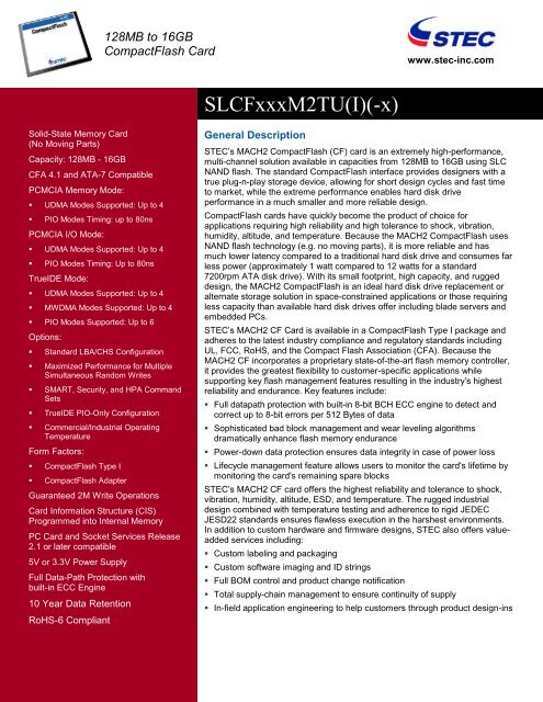 Download Datasheet - sTec, Inc