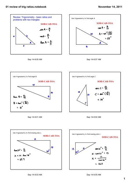 Trigonometry Review Worksheets