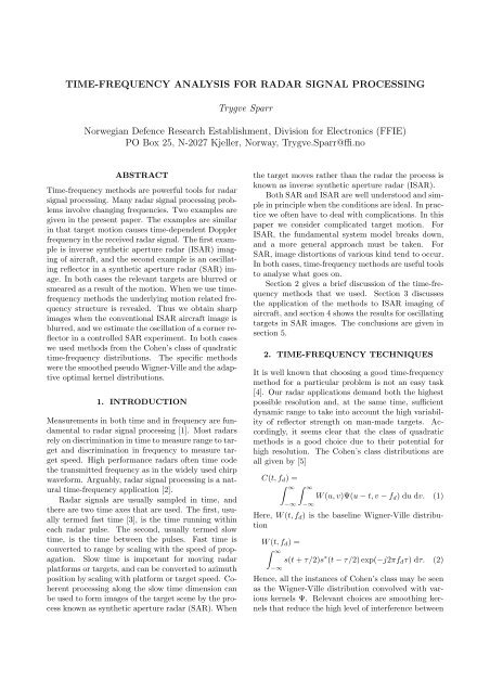Time-Frequency Analysis for Radar Signal Processing