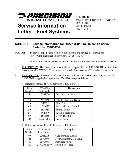 SIL RS-86 - Precision Airmotive LLC