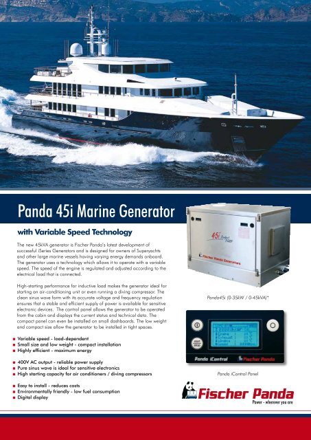 Panda 45i Marine Generator - Fischer Panda