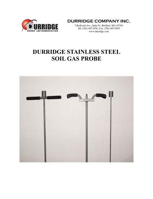 DURRIDGE STAINLESS STEEL SOIL GAS PROBE - Durridge.com