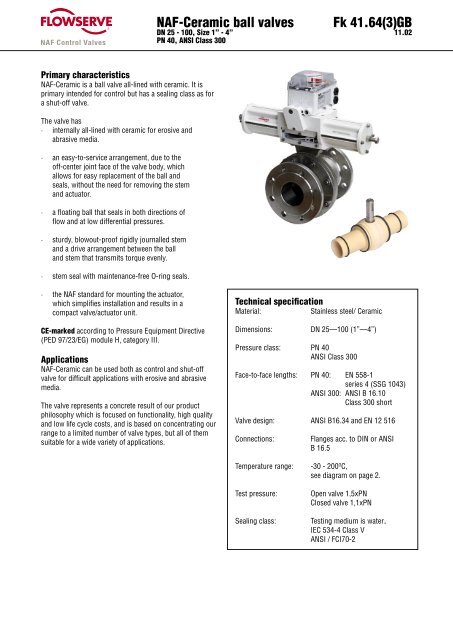 NAF-Ceramic ball valves Fk 41.64(3)GB
